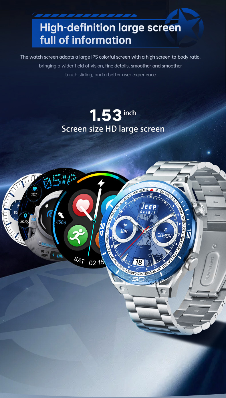 Jeep SW025 Smartwatch 1.53" inch Fitness Tracker Heart Rate Blood ...