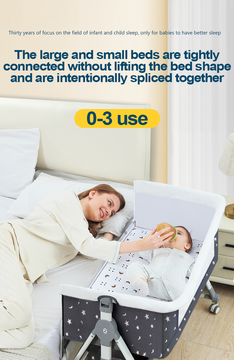 Crib Multifunctional five-position liftable crib with changing table ...