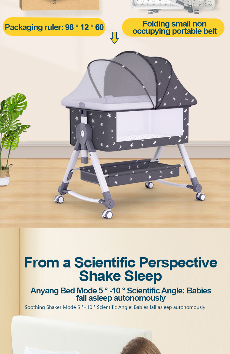 Crib Multifunctional five-position liftable crib with changing table ...