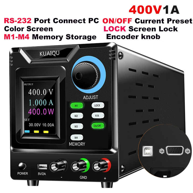 RS232/USB Programmable Switching DC Power Supply 400V 1A Adjustable 30V ...