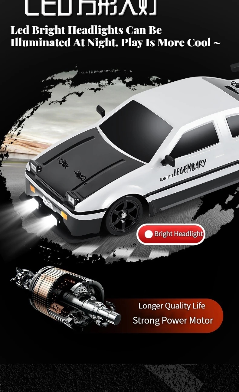 1/16 4WD RC Drift Racing Spray Car Toy Remote Control GTR Model AE86 ...