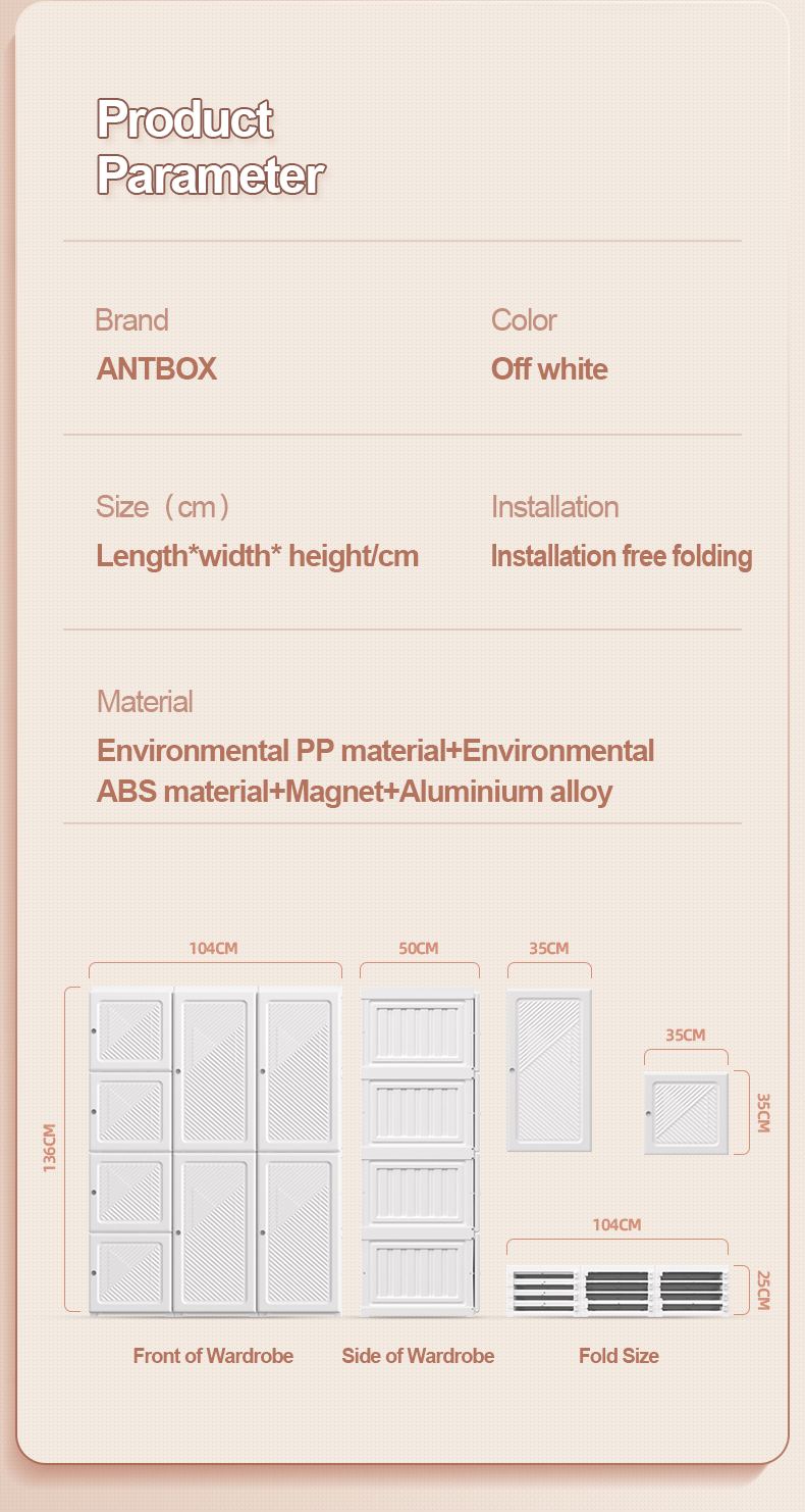 ANTBOX Wardrobe White No Installation Required Stackable Folding ...