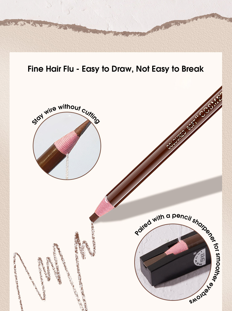 Pull line eyebrow pencil waterproof and non smudging genuine wooden ...