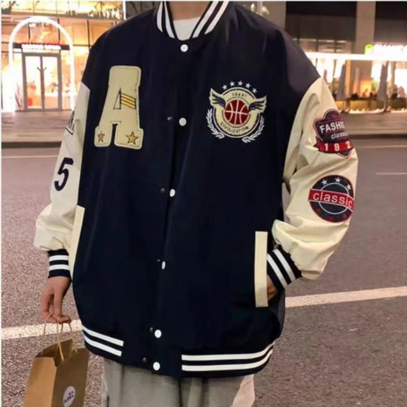 Unisex Pattern Fashion Varsity Jacket Korean Jacket For Women Casual ...