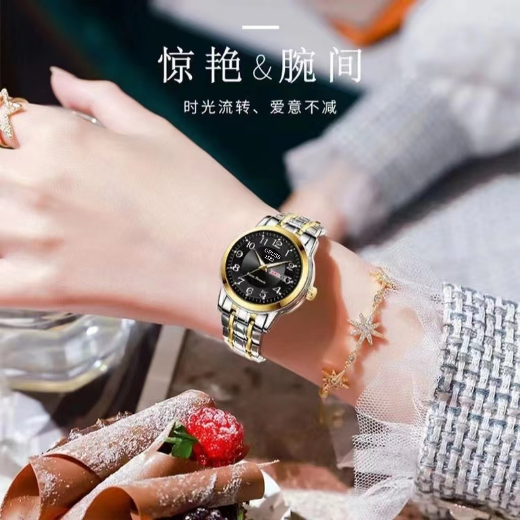 [Gift][With Box]ORUSS Original Luxury Dual Calendar Stainless Steel ...