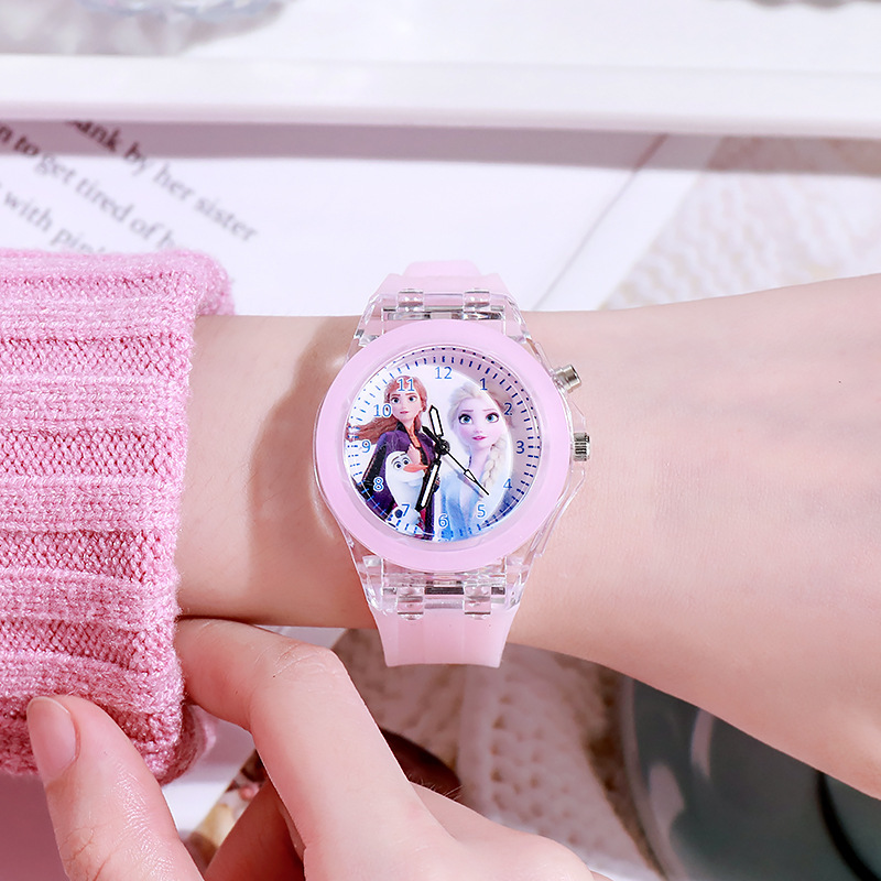 2024 Frozen Princess Elsa Anna Pattern Children LED Light Kids Watches ...