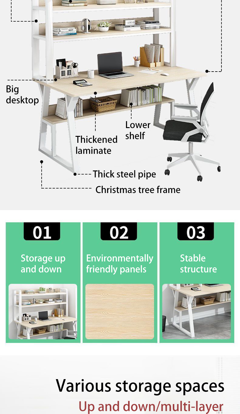 [79% discount]Study Table Office Table Computer Table Desk for Adult Teenager Bookshelf ...