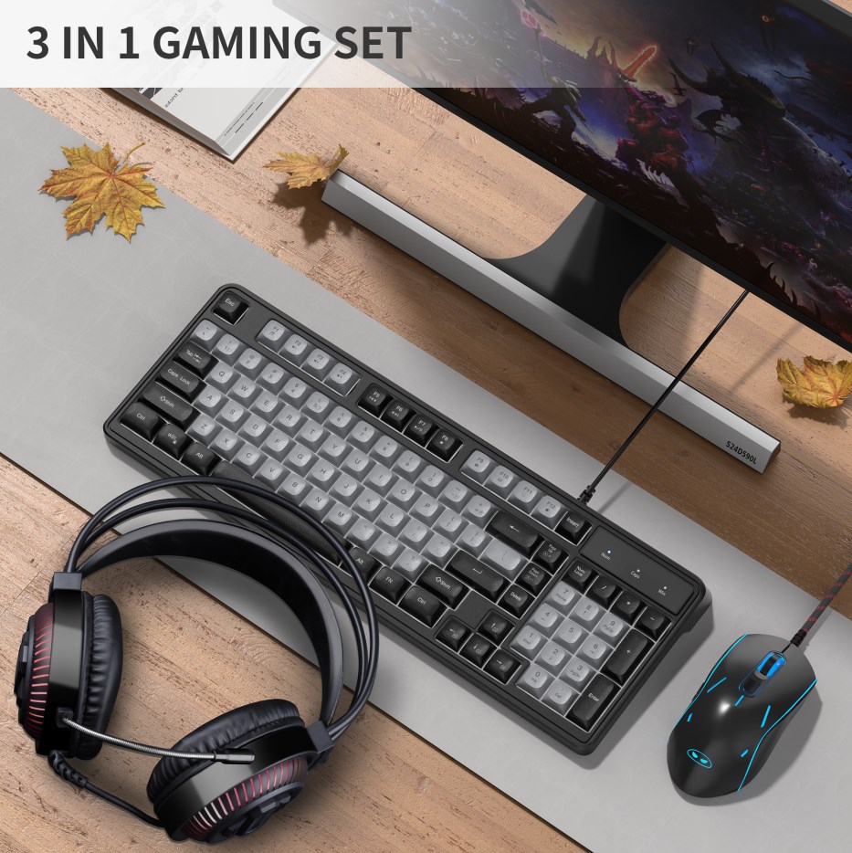 MageGee 4 in 1 Keyboard Mouse Headset Set RGB Gaming Keyboard ...