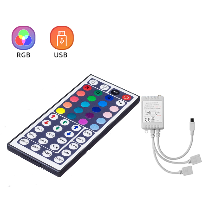 Led Strip controller with IR Remote DC12V 44 Keys Dual rgb Control Box ...