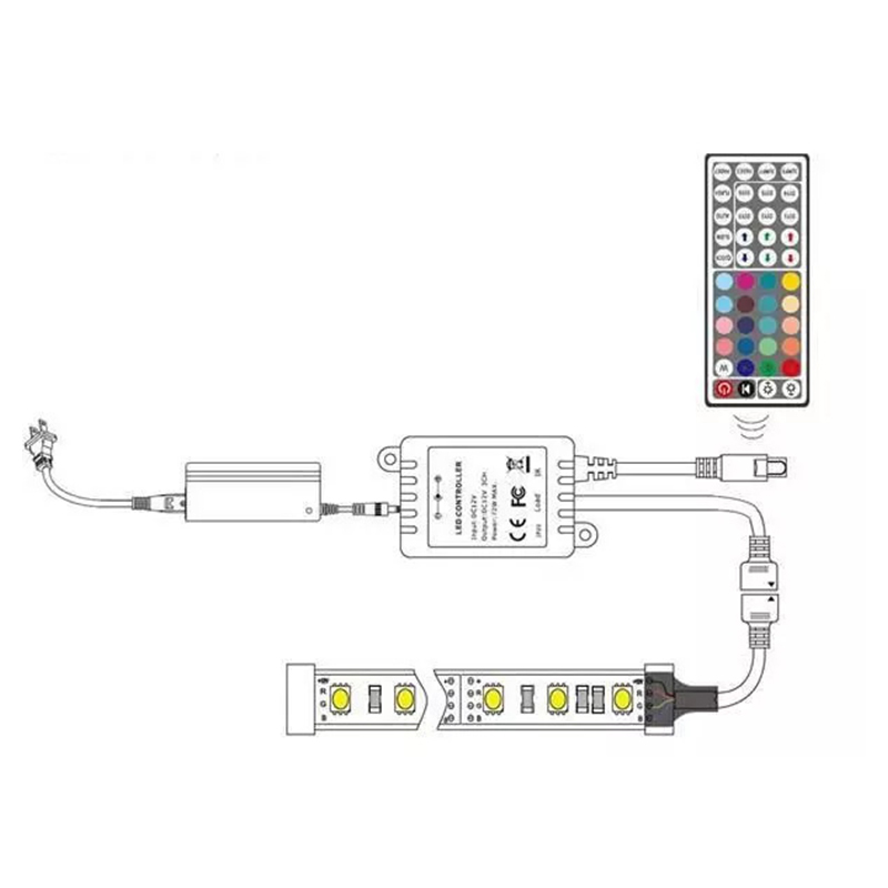 Led Strip controller with IR Remote DC12V 44 Keys Dual rgb Control Box ...