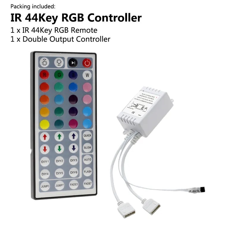 Led Strip controller with IR Remote DC12V 44 Keys Dual rgb Control Box ...
