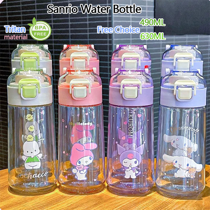 Sanrio Tritan Kids Water Bottle Cartoon Pattern Kuromi Cinnamoroll Convenient Handle School Use ...