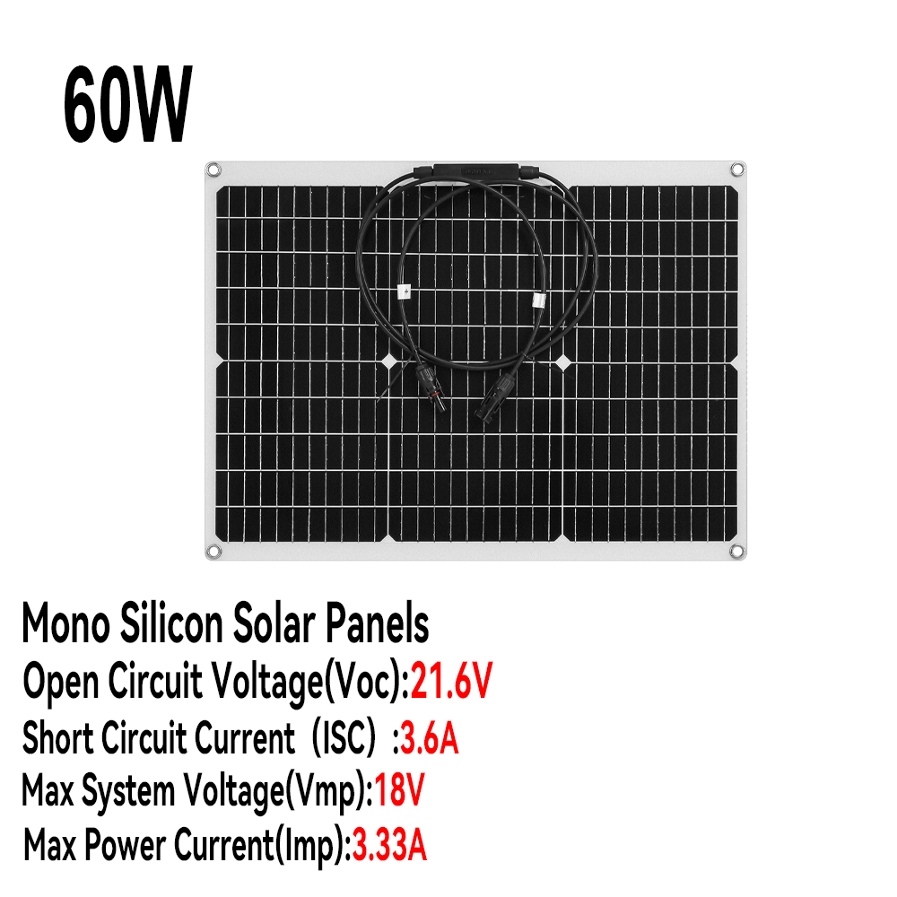 【Ready Stock】PowMr 60W Flexible Solar Panel 21.6Voc High Efficiency ...