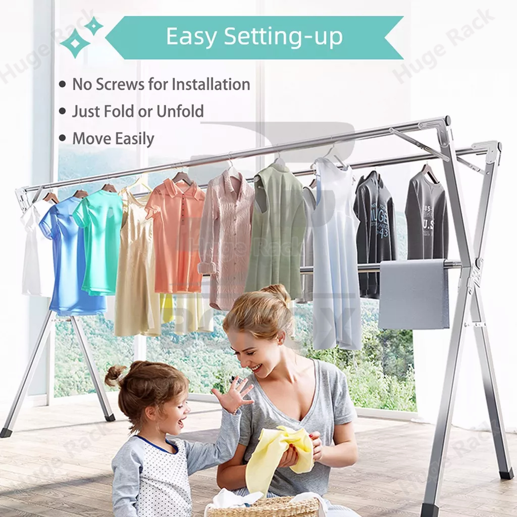 Foldable Clothes Drying Rack Hanger Stand Stainless Foldable Sampayan ...