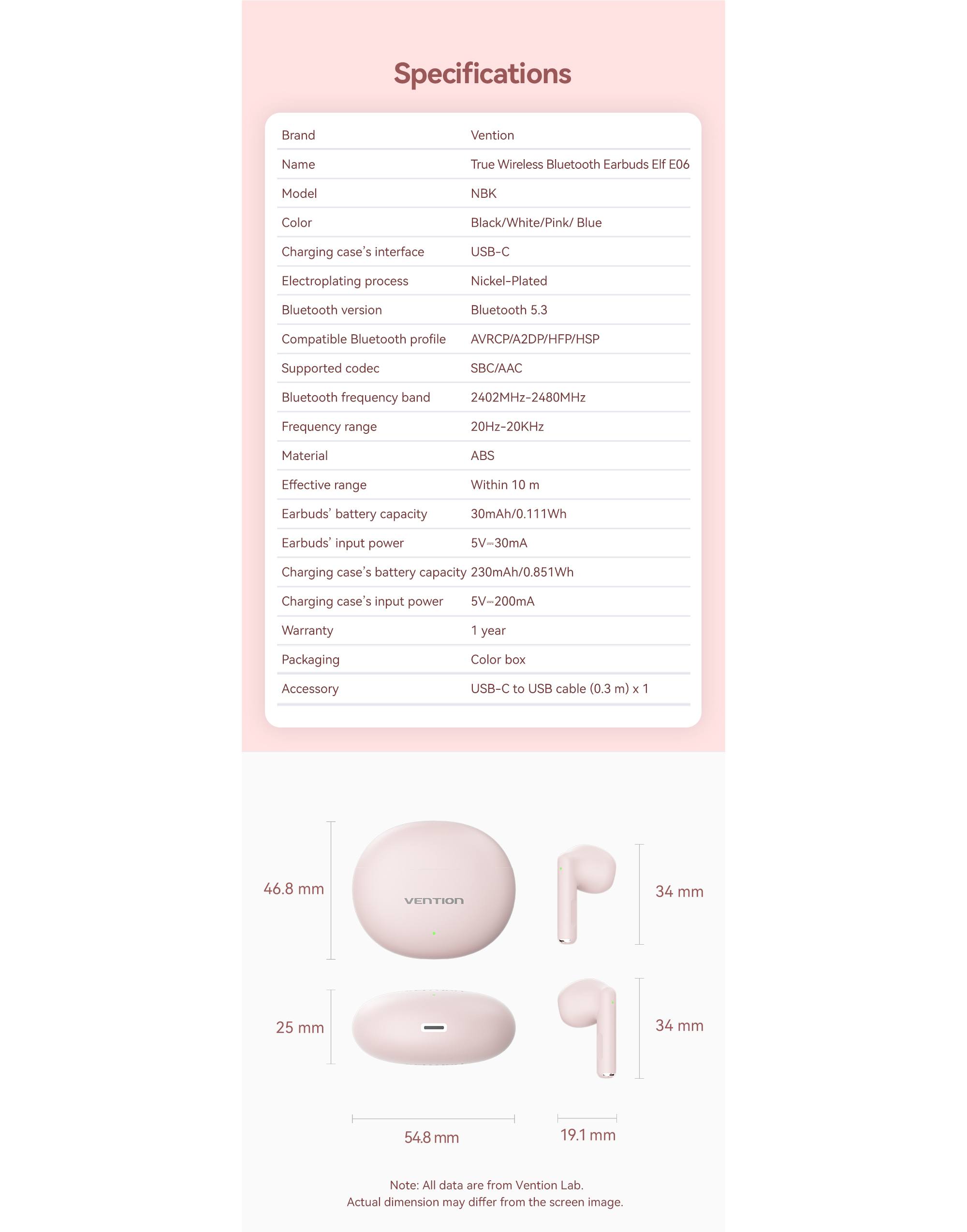 Vention Elf E06 Bluetooth TWS Earbuds Bluetooth 5.3 AI-Based ENC ...