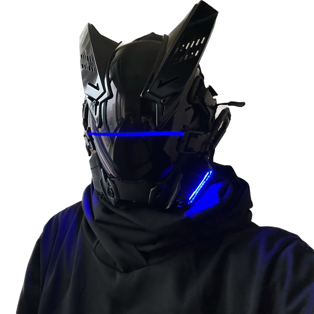 Cyberpunk Mask LED Cosplay mask SCI-FI Helmet Party Toys Techwear mask ...