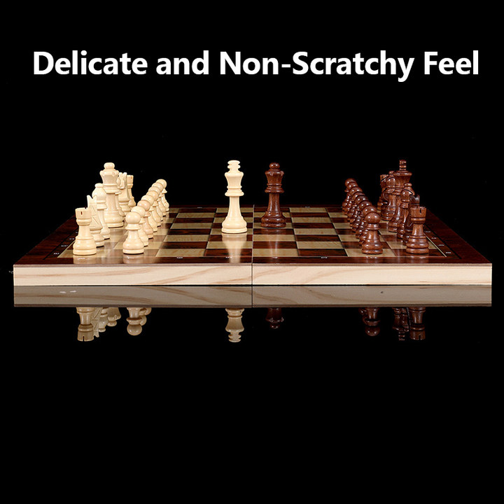 【Ship in 12h】 3 in 1 Wooden Chess Set Folding International Tournament ...
