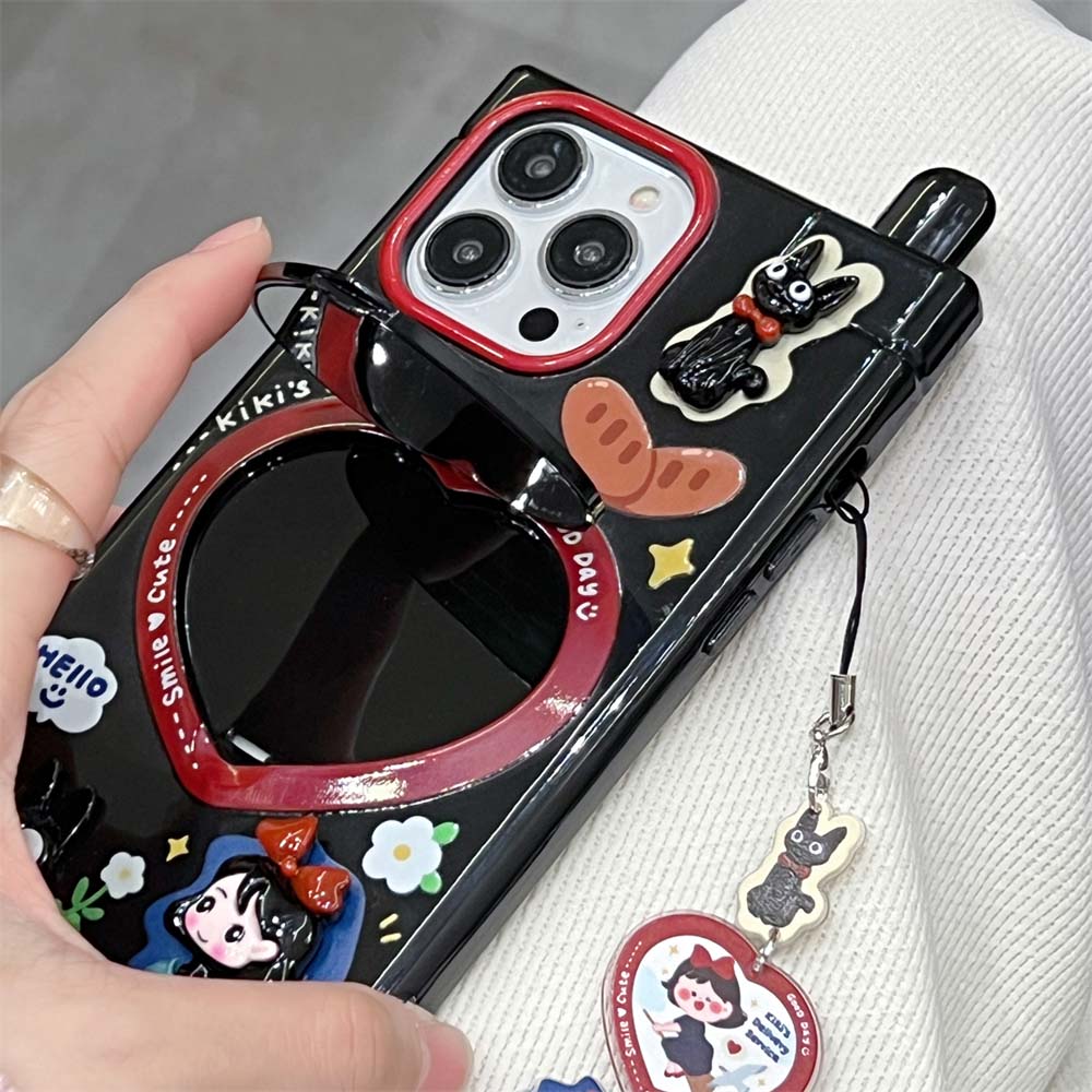 Cute 3D cartoon girl vintage telephone phone case compatible for iPhone ...