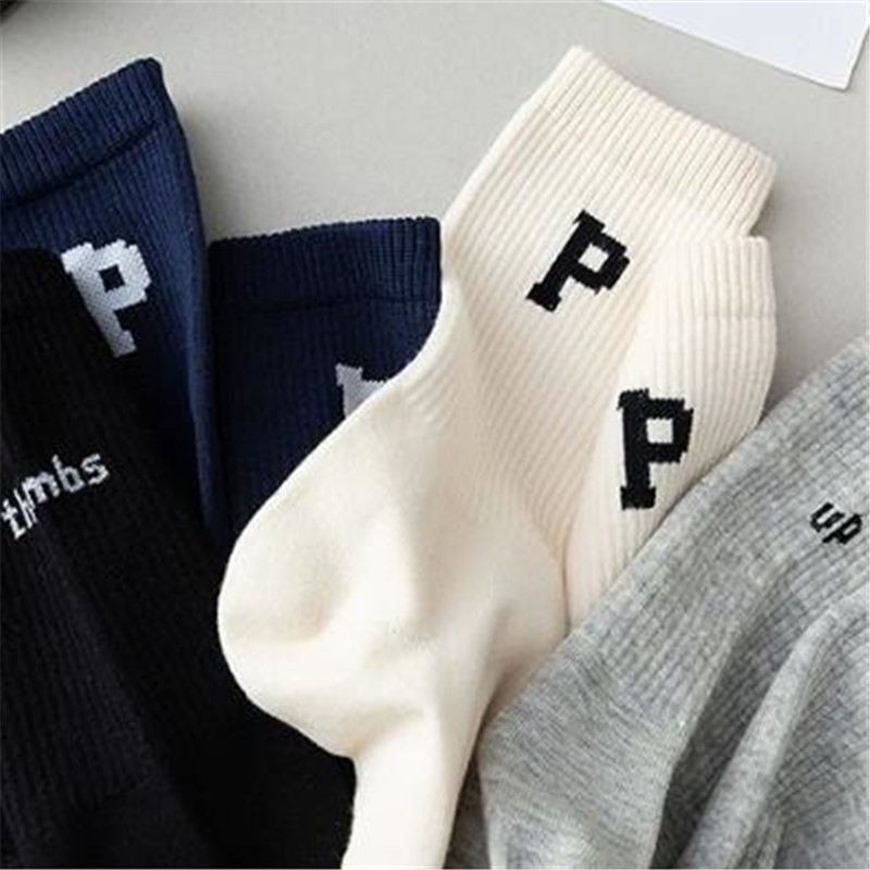 Alphabet Socks Preppy Style Couple Socks Sports Casual Mid-Tube Socks ...