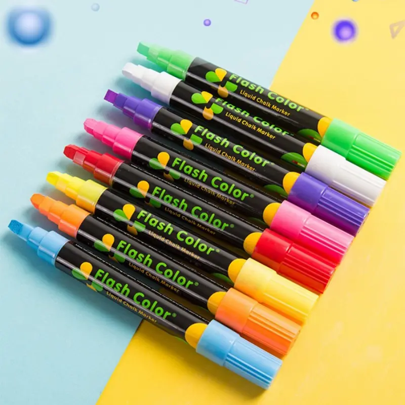 8 Colors Liquid Chalk Marker Pen - Washable & Wet Erase Neon Chalk ...