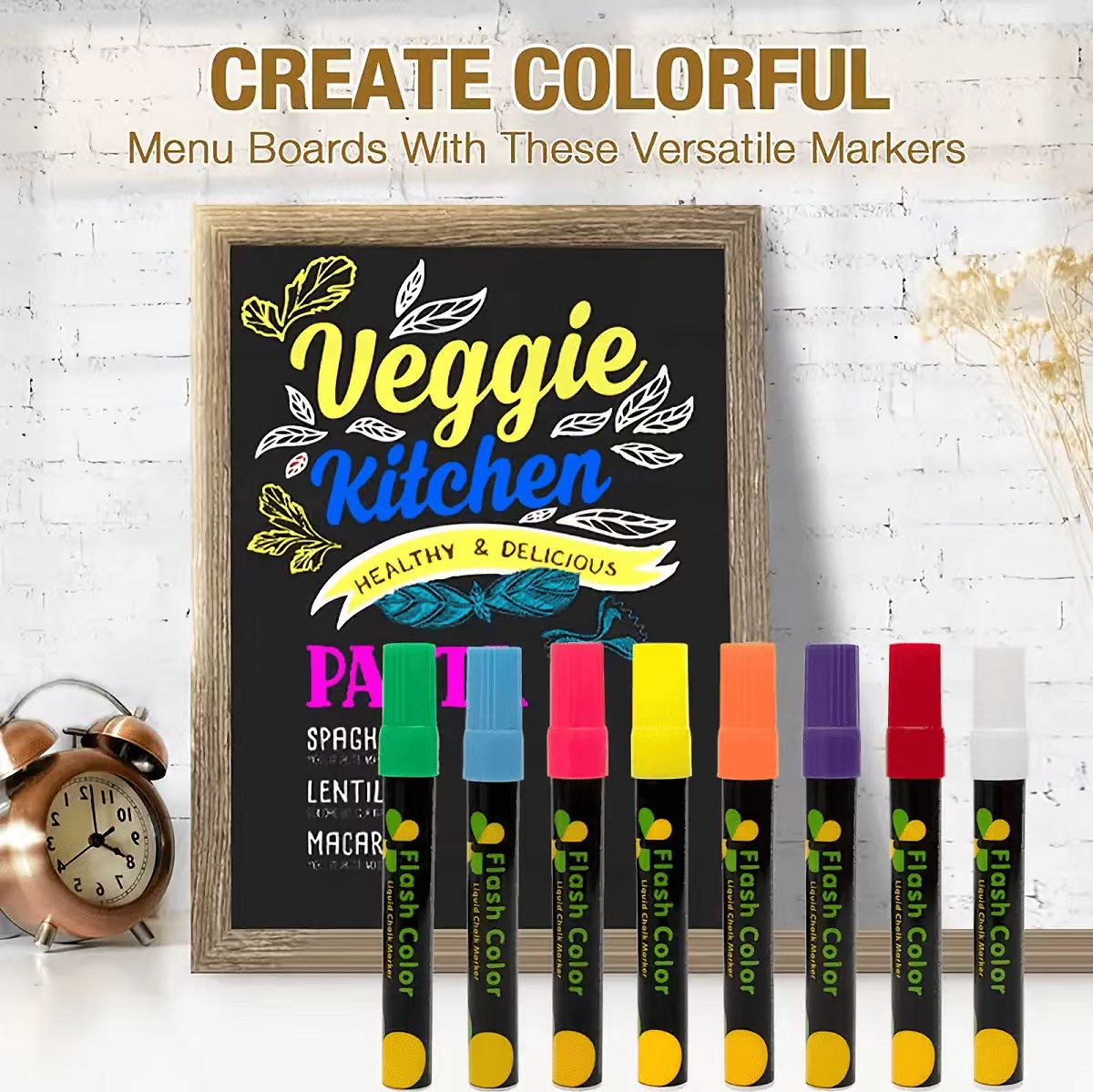 8 Colors Liquid Chalk Marker Pen - Washable & Wet Erase Neon Chalk ...