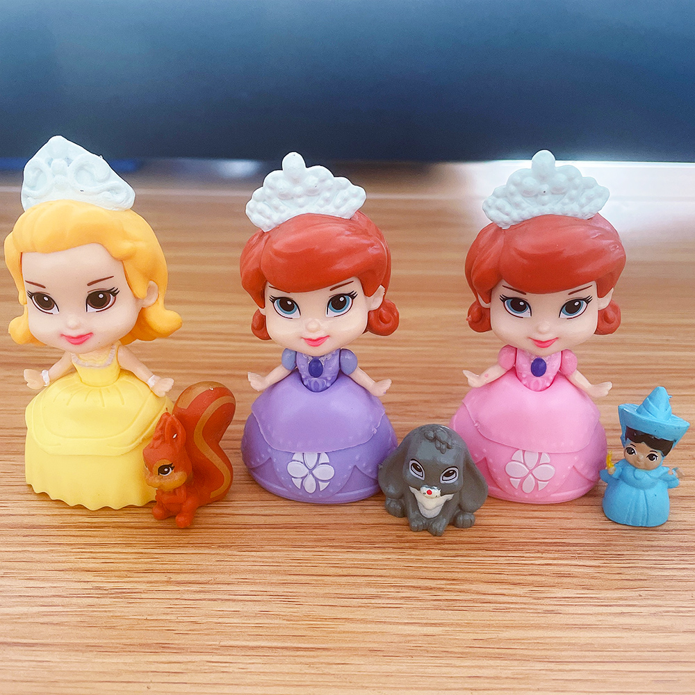 6Pcs 3-8cm Disney Sofia The First Princess Q Version Action Figure ...