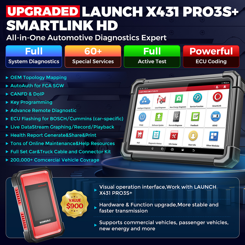 2025 Newest LAUNCH X431 PRO3S+ SmartLink HD 10.1' Diagnostic Scanner for 12V Car /24V Truck 2 in ...