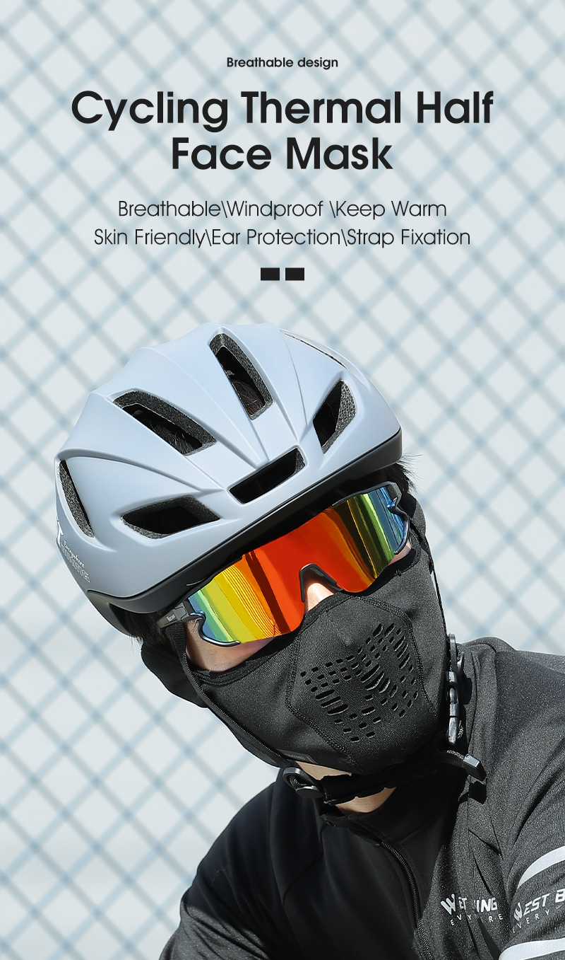 WEST BIKING Breathable Half Face Mask Winter Windproof Mask Fleece ...
