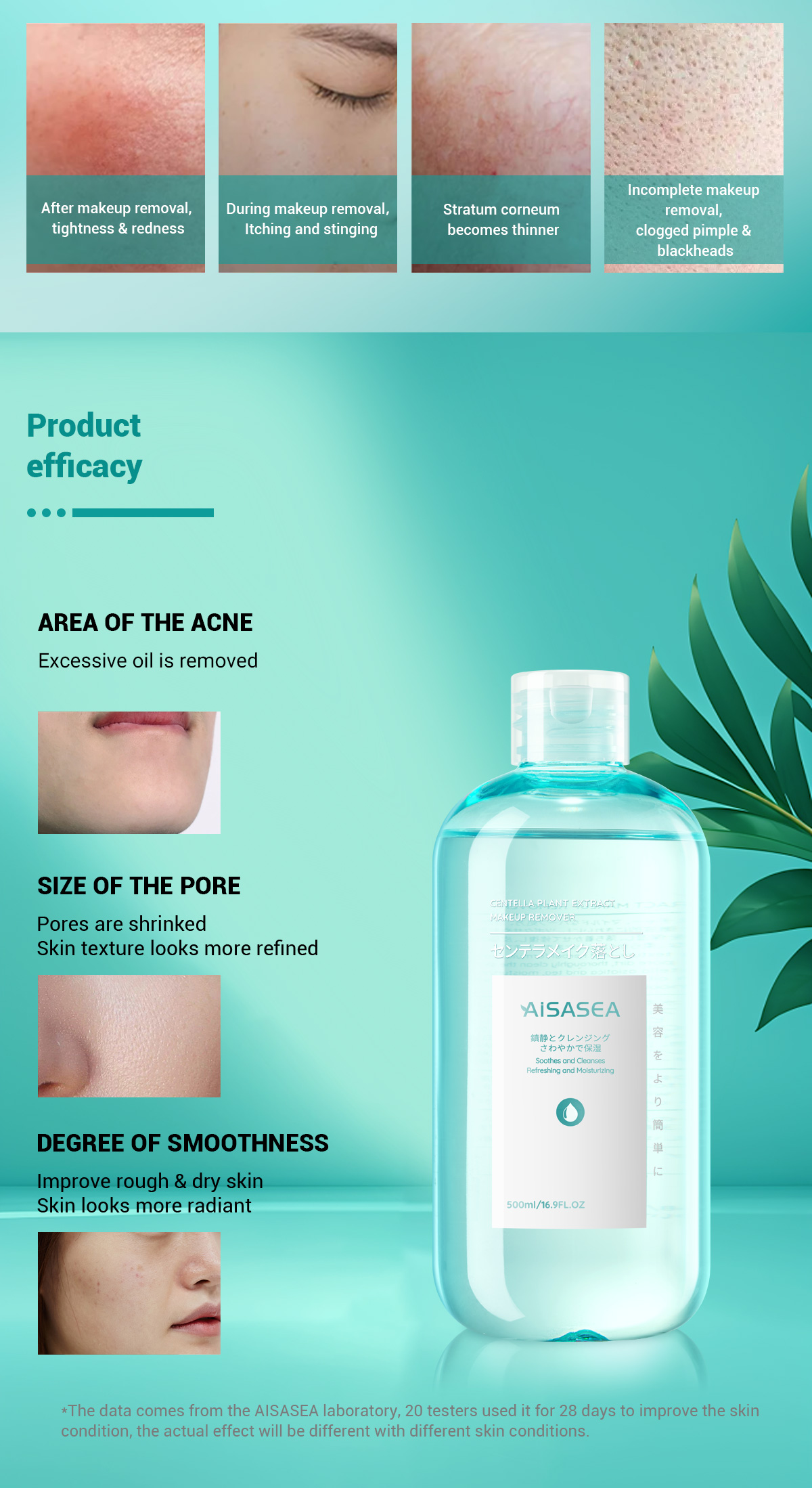 [Big Size 500ml] AISASEA Centella Micellar Water Gentle Cleansing For ...