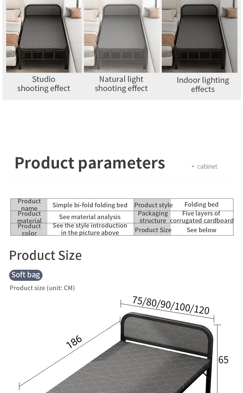 【Thickened Steel Pipe!】⚡Portable Folding Bed Double Deck Bed Person ...