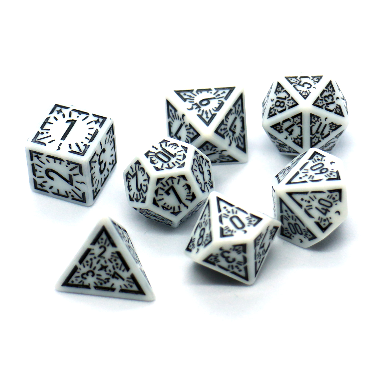 Classical Rune Relief Board Game Set TRPG Dice 7PCS Polyhedral Table ...