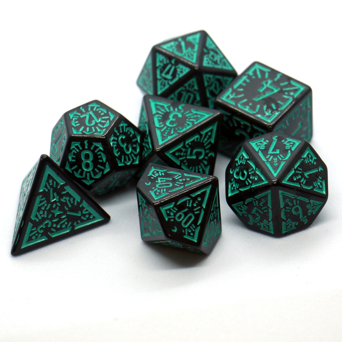Classical Rune Relief Board Game Set TRPG Dice 7PCS Polyhedral Table ...