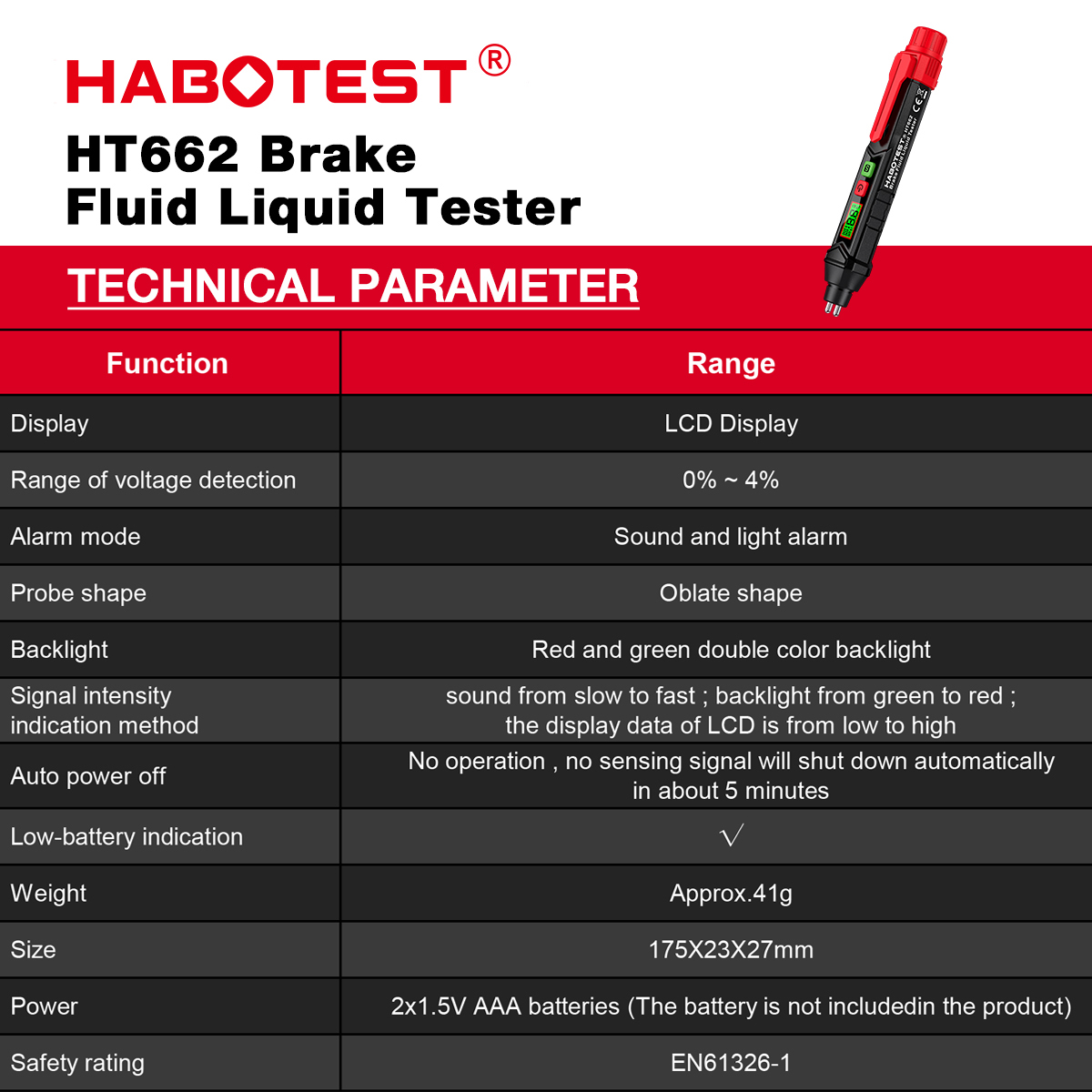HABOTEST HT662 Brake Fluid Moisture Meter Liquid Oil Tester Analyzer ...