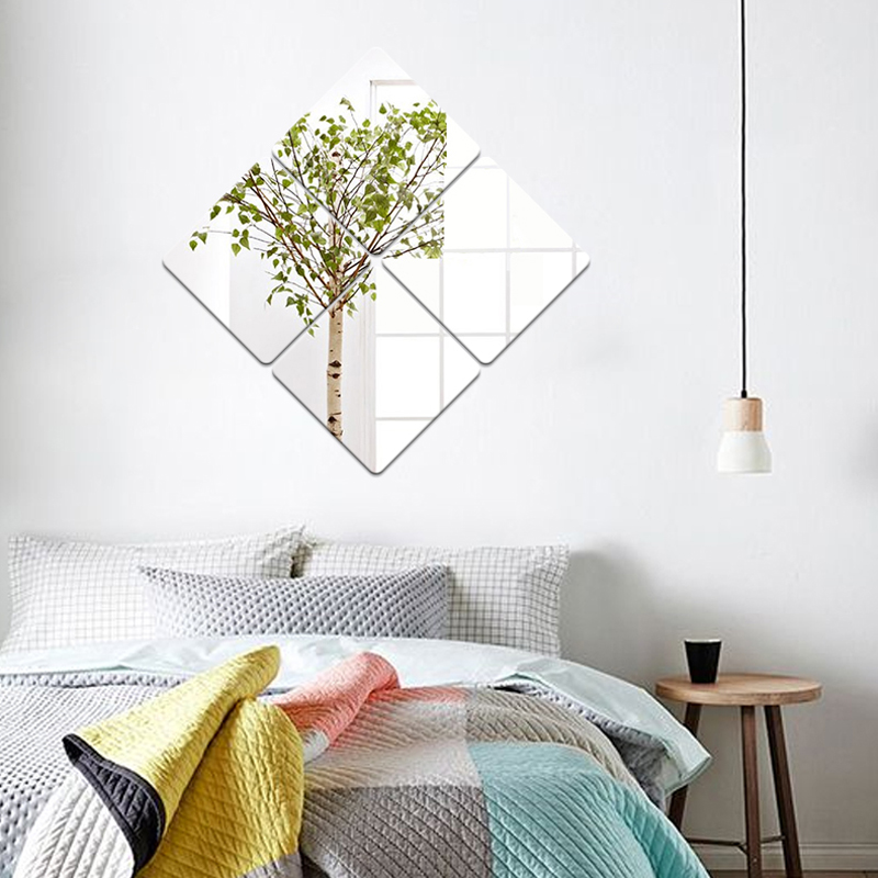 HD Wall Glass Paste Mirror Square Glass Mirror Full Body Fitting DIY ...