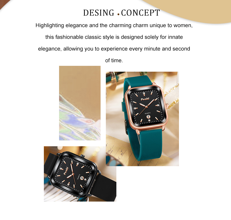 POSHI Fashion Square Women Watches Unisex Men Casual Sports Watch Woman ...