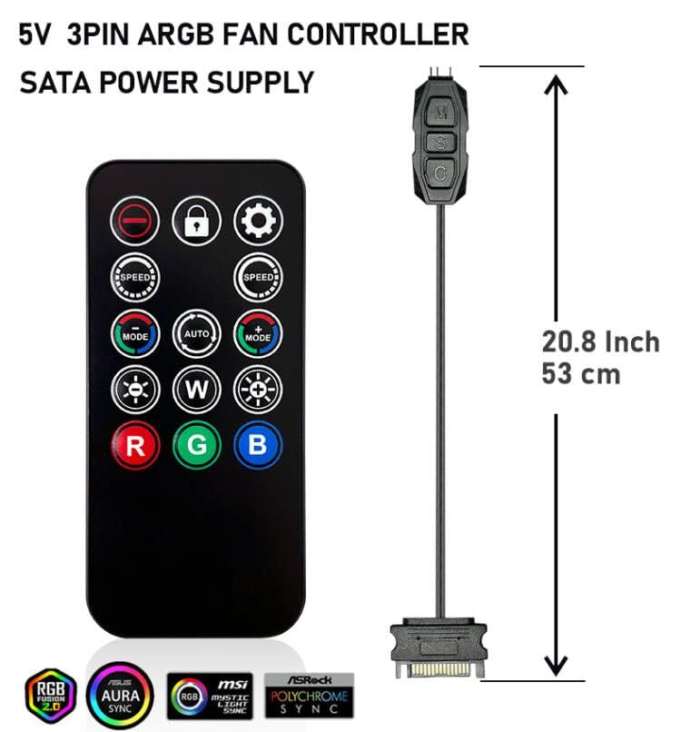 5V 3pin ARGB Controller 3Pin Case Fan Light With RGB Wireless Sata ...