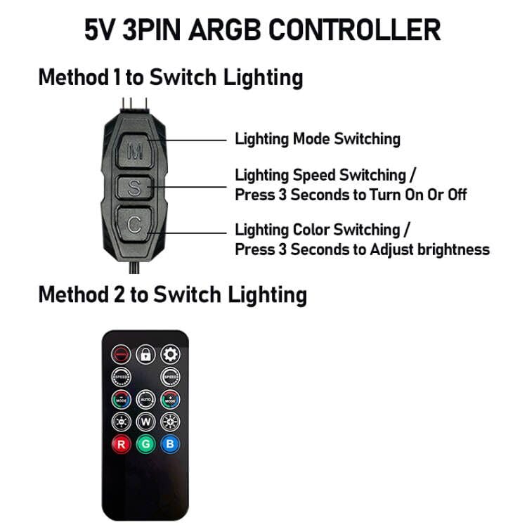 Jungle leopard 5V 3pin ARGB Controller 3Pin Case Fan Light With RGB ...
