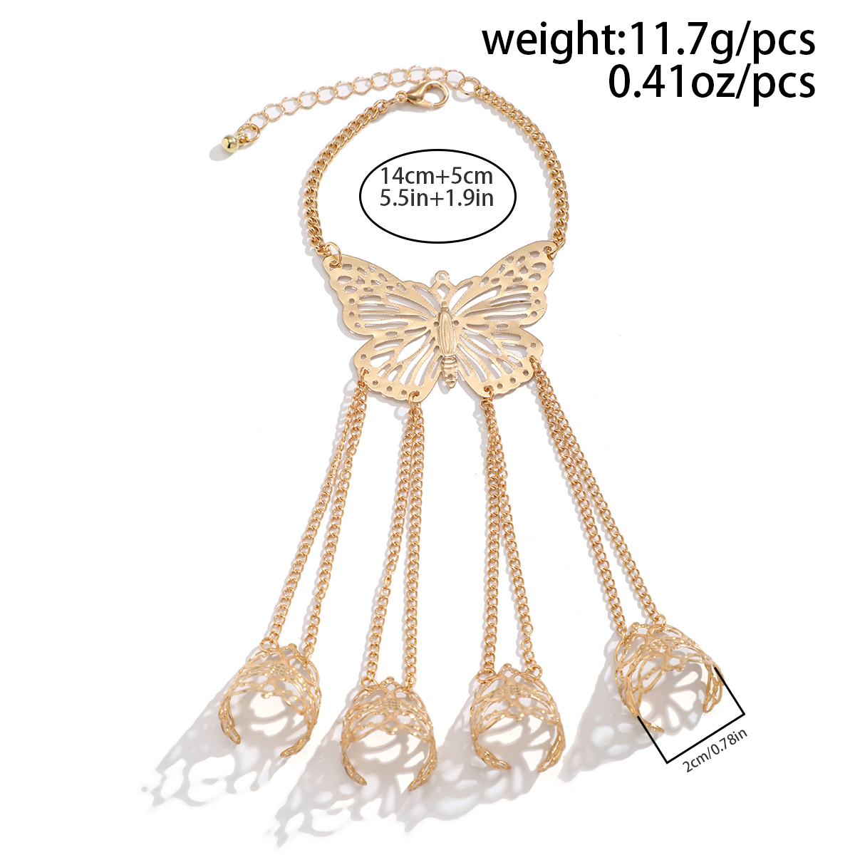 Exaggerated Large Butterfly Hand Chain Linked Finger Bracelet for Women ...