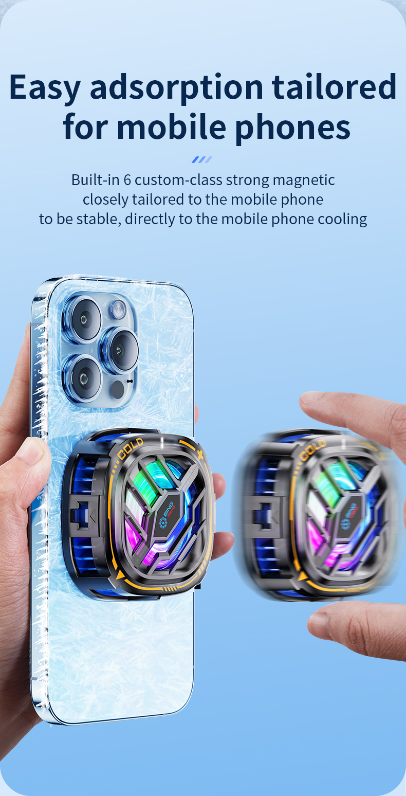 BlueWow new X76 mobile phone radiator digital display three-speed adjustable back clip type ...
