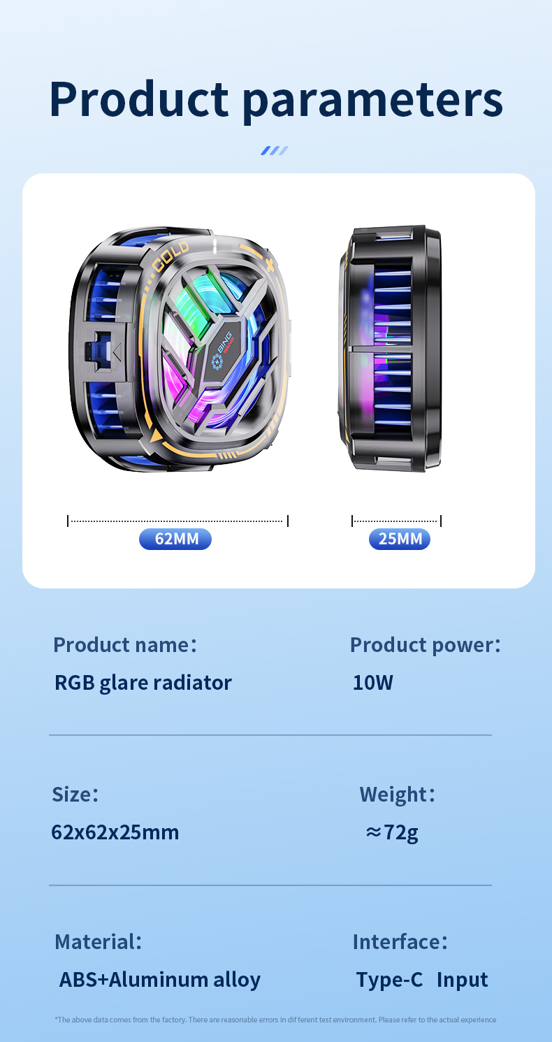 BlueWow new X76 mobile phone radiator digital display three-speed adjustable back clip type ...