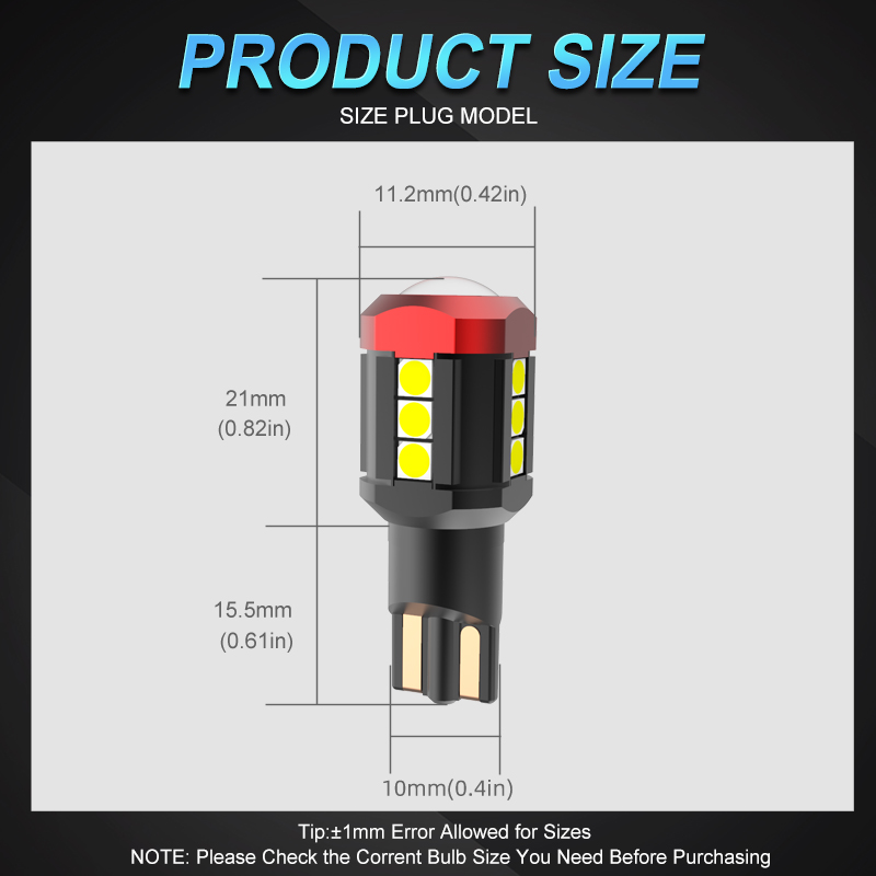 MAXGTRS 2x W16W T15 LED Bulbs Canbus OBC Error Free 3030 LED Backup Light 921 912 LED Bulbs Car ...