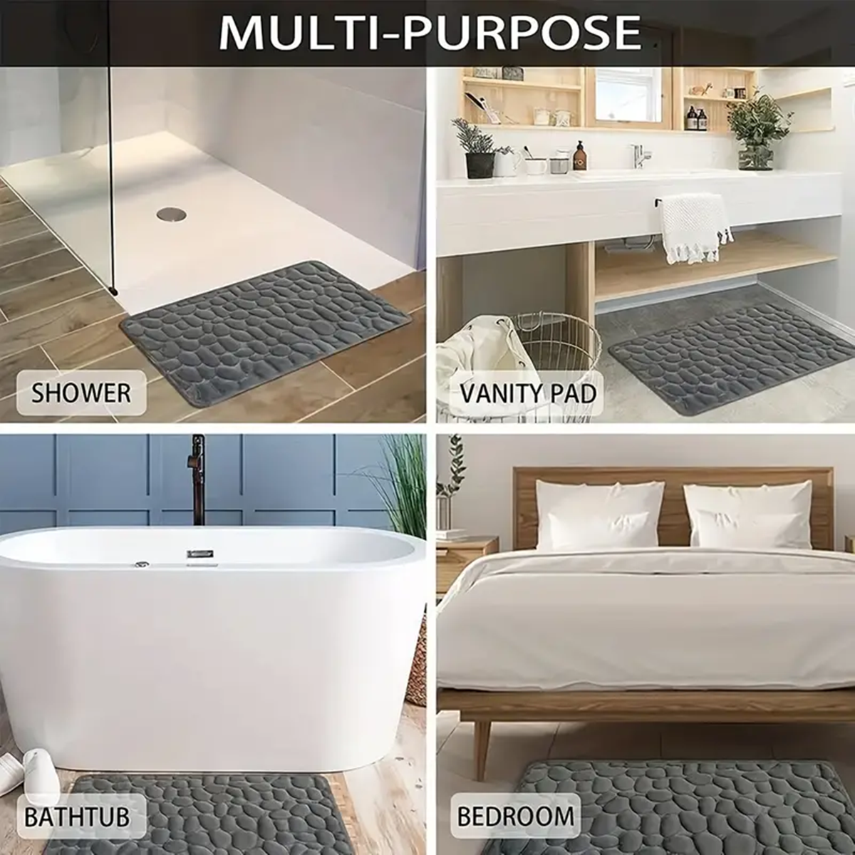 Anti-slip floor mat water-absorbent bathroom mat bath mat stone pattern ...
