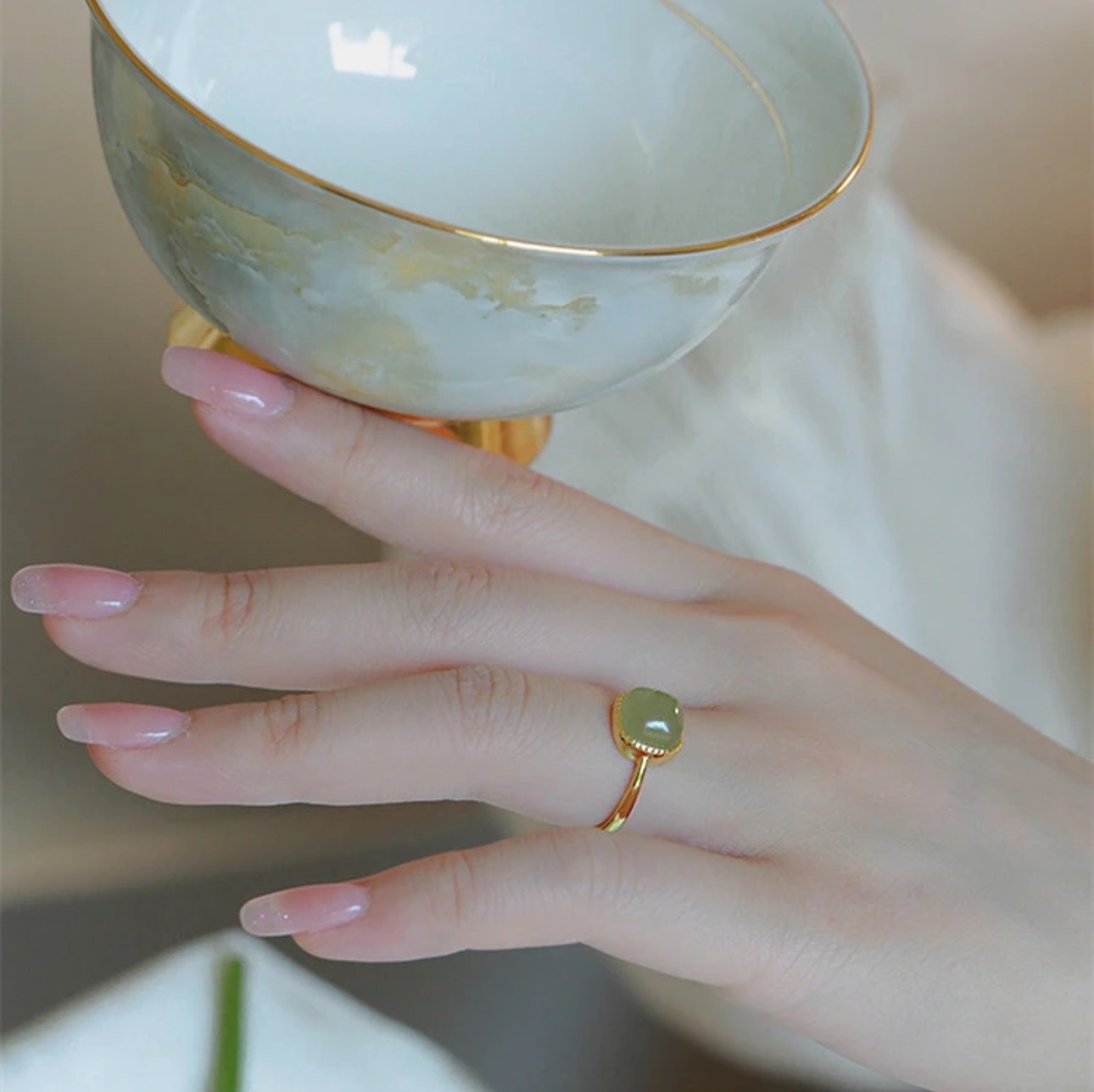 1PC Chinese Style Stone Wedding Ring Valentine's Couple Gift Jewelry ...