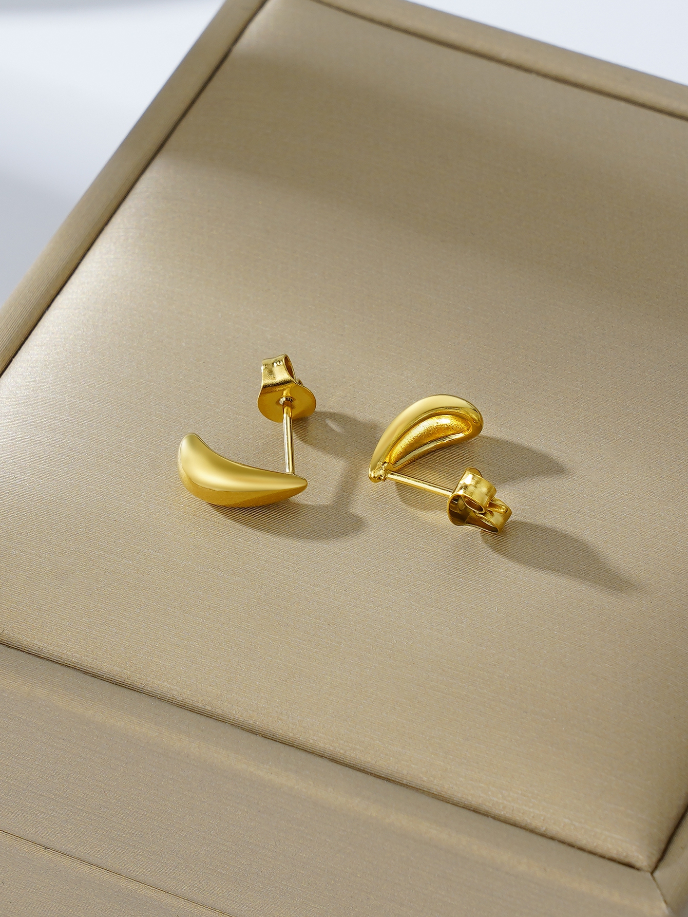 1 Pair Stainless Steel Gold Plated Chunky Dome Water Drop Earring for ...