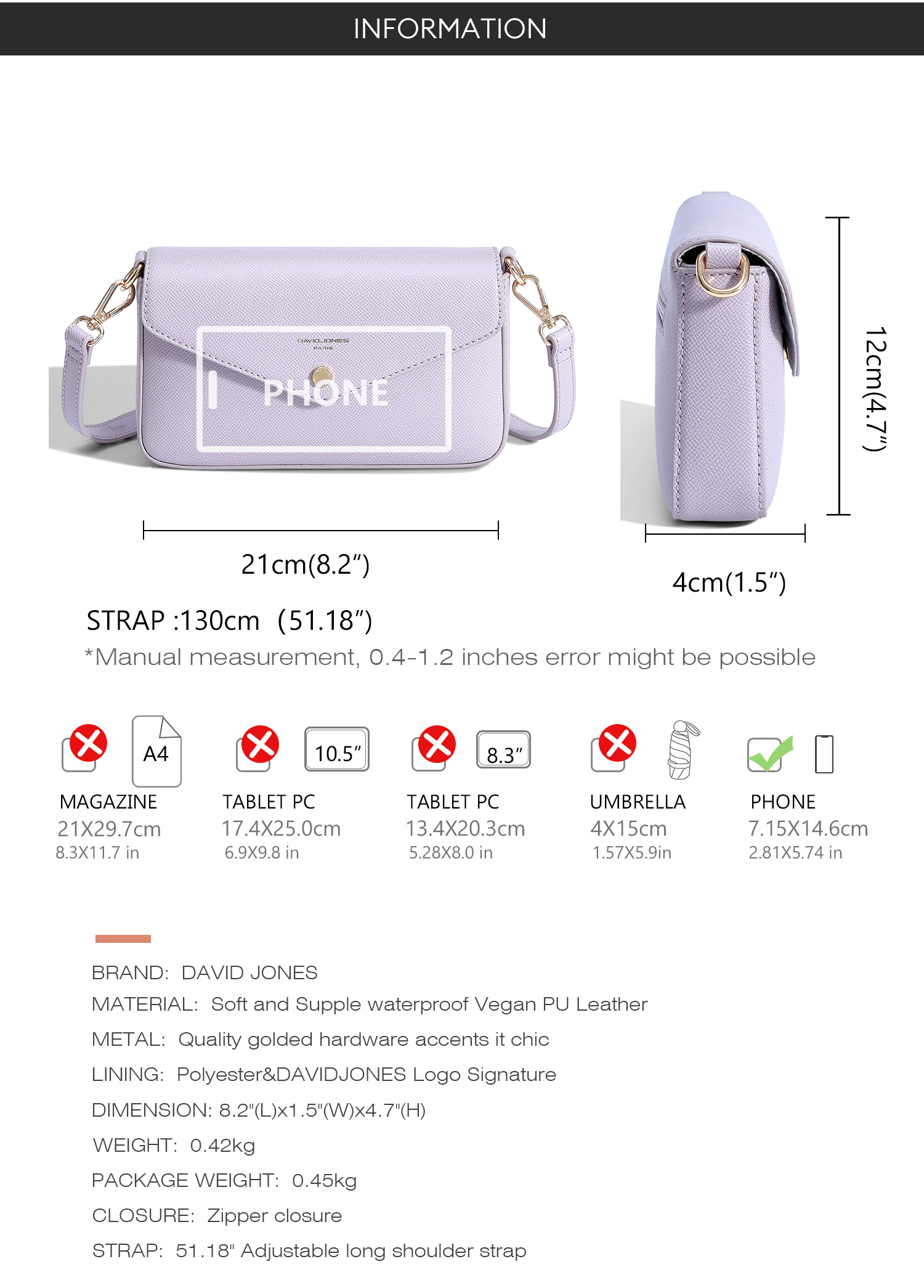 David Jones Paris New Collection Crossbody Bags for Women | Shopee ...
