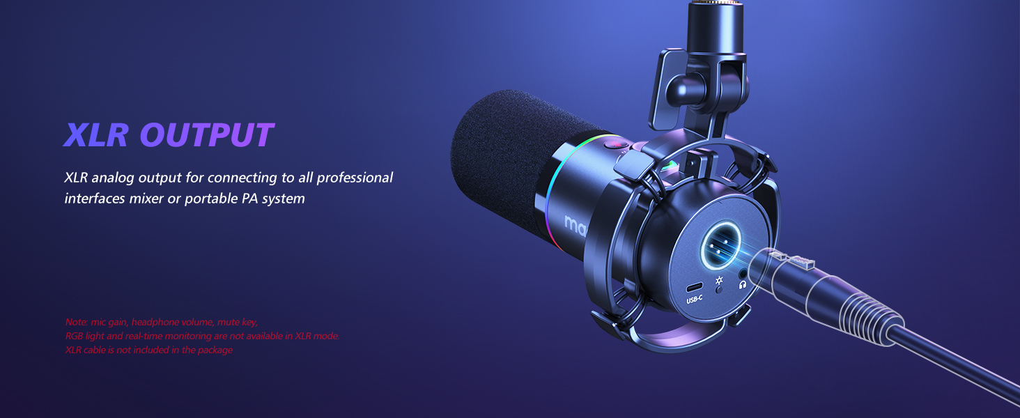 Maono PD200XS Dynamic Microphone USB/XLR Dual Mode Dynamic Microphone ...