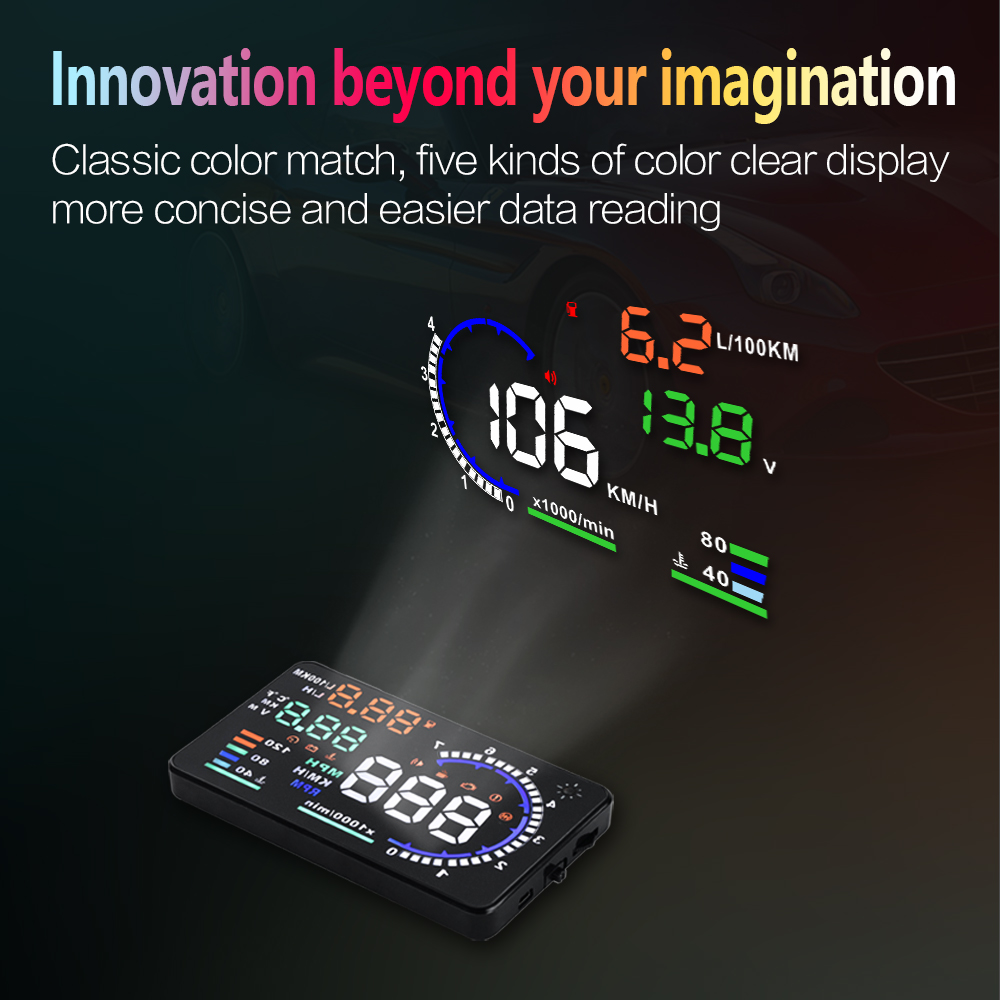 KOMES A8 Car Windshied Reflective Head-Up Display,OBD2 HUD With HD ...