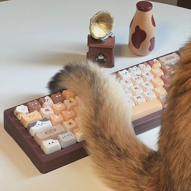 Cat Head Theme Keycaps MAO Profile Five Sides Sublimation Side Engraved ...