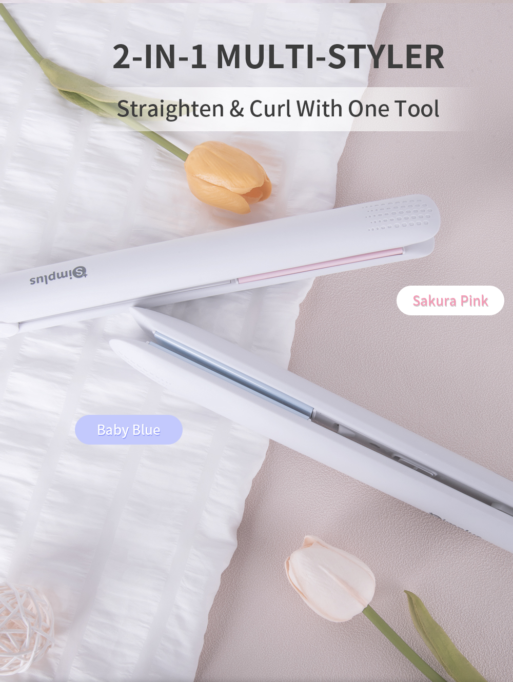 Simplus Hair Straightener Flat Iron Hair Curler 2 in 1 Professional ...