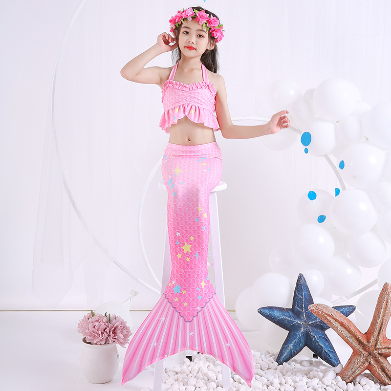 Girl Kids Mermaids Tails Swimming Dresses Fantasy Swimming Suits 3Pcs ...